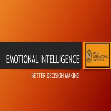 Emotional Intelligence - Better Decision Making | PPTX