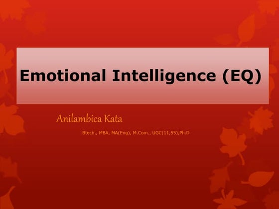 Do you know the Four Components of Emotional Intelligence | PDF ...