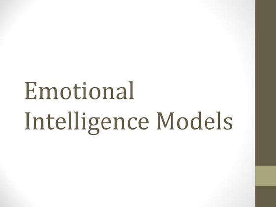 Emotional intelligence and it's models | PPTX