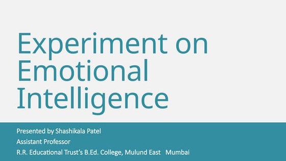 Emotional Intelligence | PPTX | Educational Assessment | Education