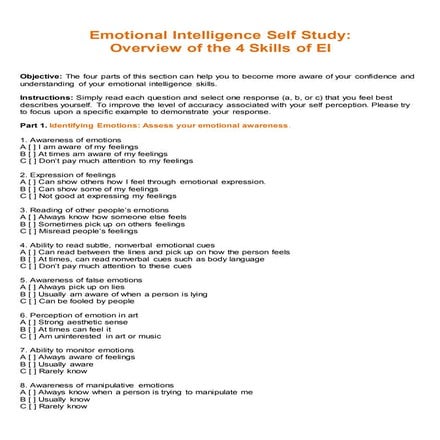 Emotional Intelligence (EI) Free Validated Self Test | DOC