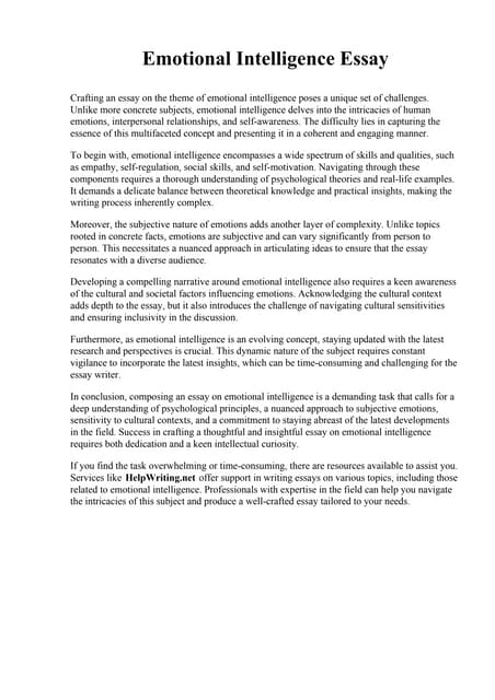 Essays On Emotional Intelligence | PDF