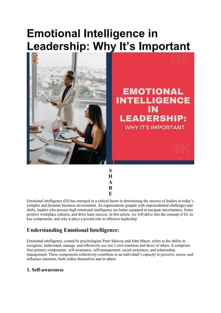 The Role of Emotional Intelligence in Leadership | PDF | Executive Leadership & Management ...