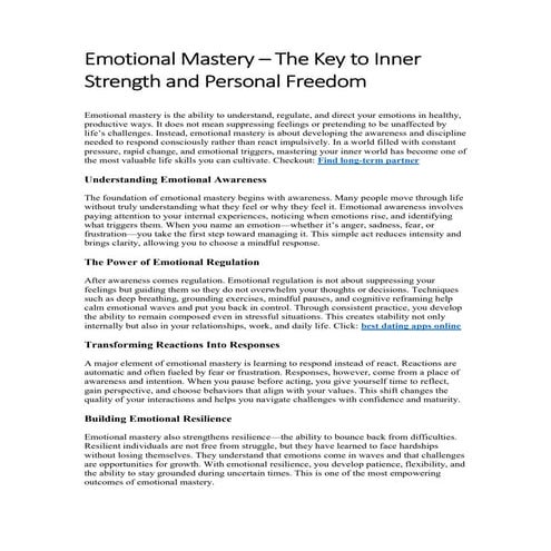 Emotional Mastery – The Key to Inner Strength and Personal Freedom | PDF