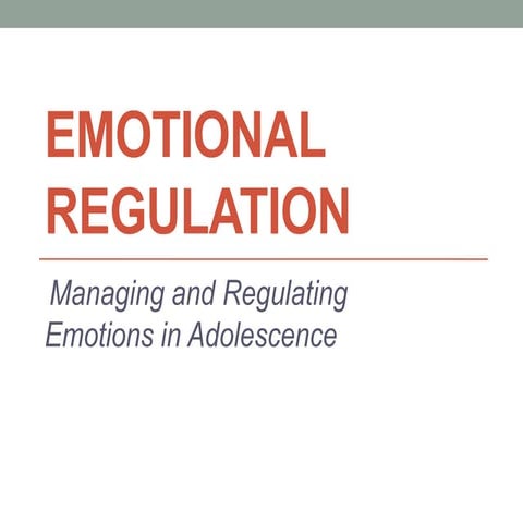 Emotional Regulation Lecture | PPT