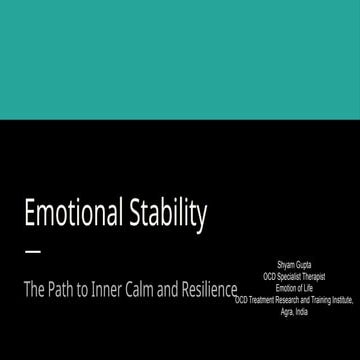 Emotional Stability as a technique in OCD management | PPTX