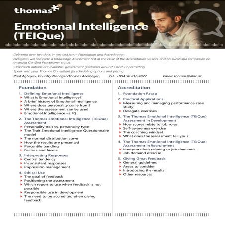 Emotion (TEIQue) Course Outline | 2022 | PDF