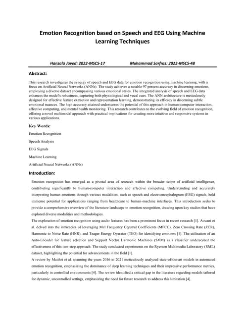 Speech Emotion Recognition System Using Rnn Pdf