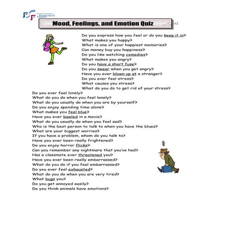 Emotions quiz&voc | PDF