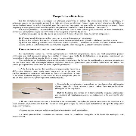 Tipos de empalmes eléctricos y pasos para realizarlos | DOCX