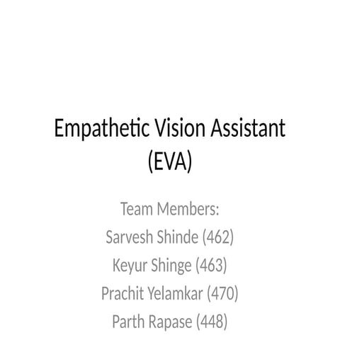 emv aka emphatetic visual assistant for blind people | PPTX