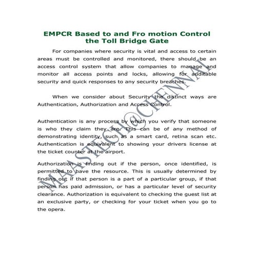 RFID PROJECTS ABSTRACT-RFID based to and fro motion control the toll ...