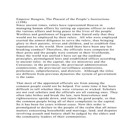 Emperor Hongwu, The Placard of the People’s Instructions (1398)S.docx