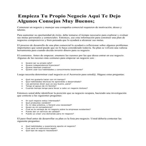 Empieza tu propio negocio.. | PDF