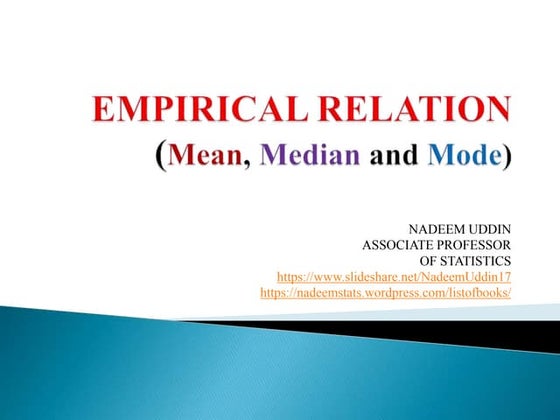Relationship among mean, median and mode | PPT