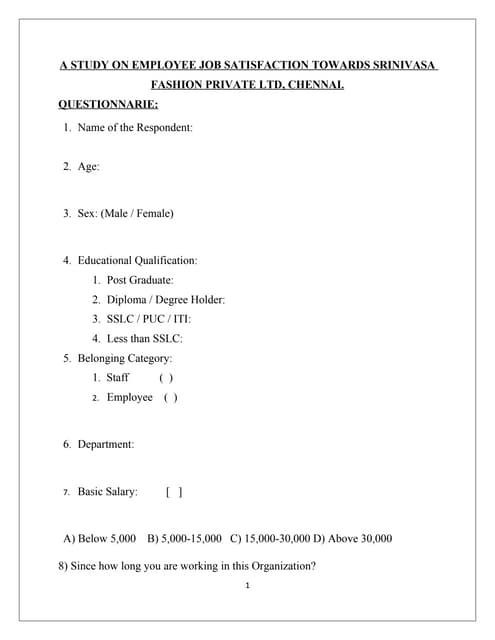 Questionnaire on Employee Turnover | DOCX | Business | Business and Finance