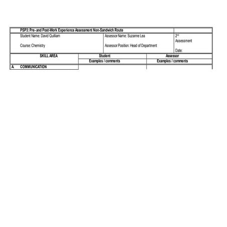 Psp3 employability assessment form (amazon warehouse) | DOCX