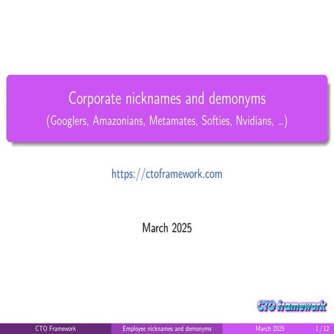 Corporate Nicknames and Company Demonyms | PDF