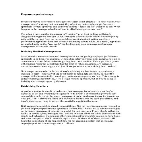 Employee appraisal sample | DOC