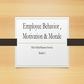 Employee behavior , motivation & morale | PPTX