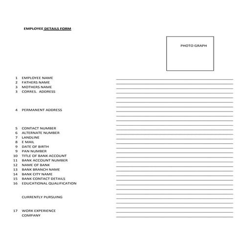 Employee details form | DOCX