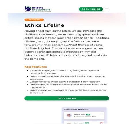 Employee Ethics lifeline tool.bullseyeEngagement | PDF
