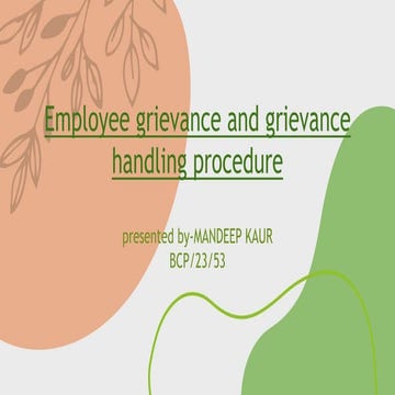 Grievance & its handling procedure | PPTX