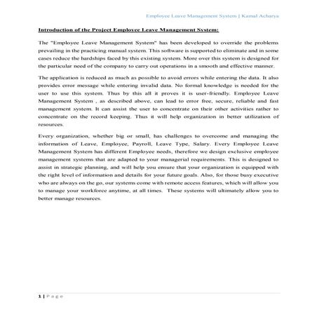 Employee leave management system project. | PDF