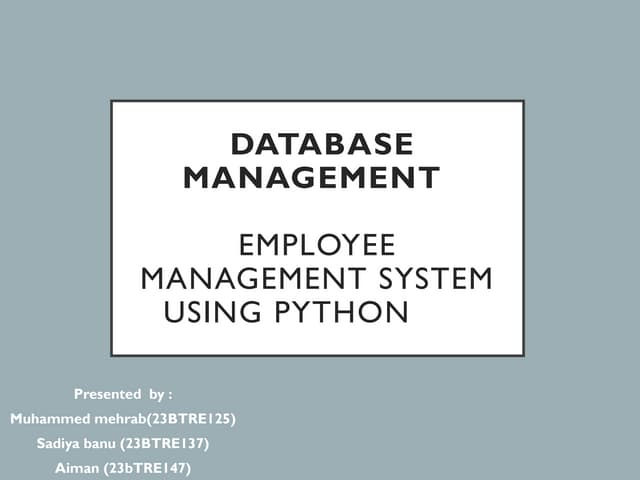 Employee Management System | PPTX