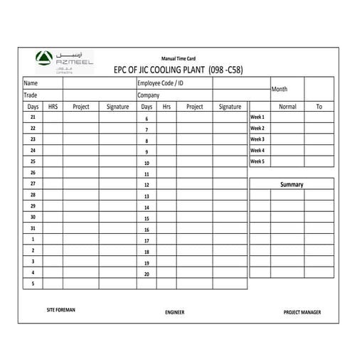 Employee manual time card | PDF