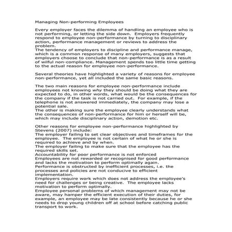 Employee non performance | PDF