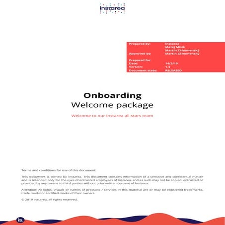 Employee Onboarding welcome letter Instarea 2019 | PDF