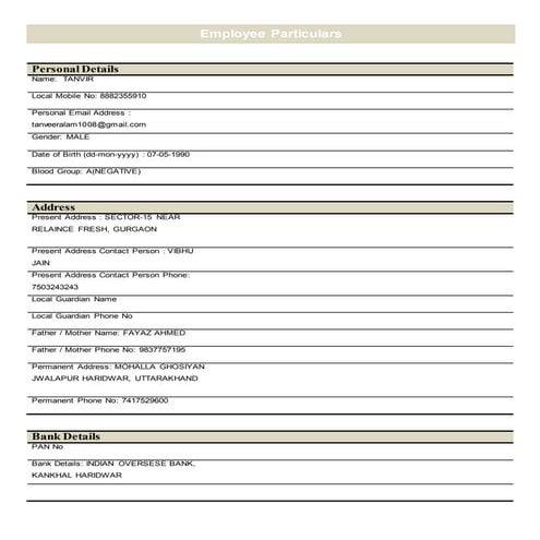 Employee particulars | DOCX