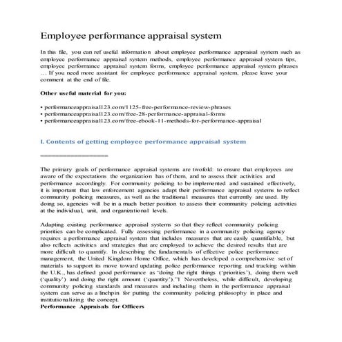 Employee performance appraisal system | DOCX