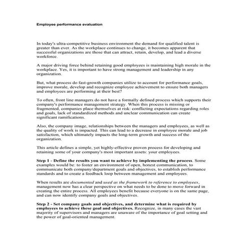 Employee performance evaluation | DOC