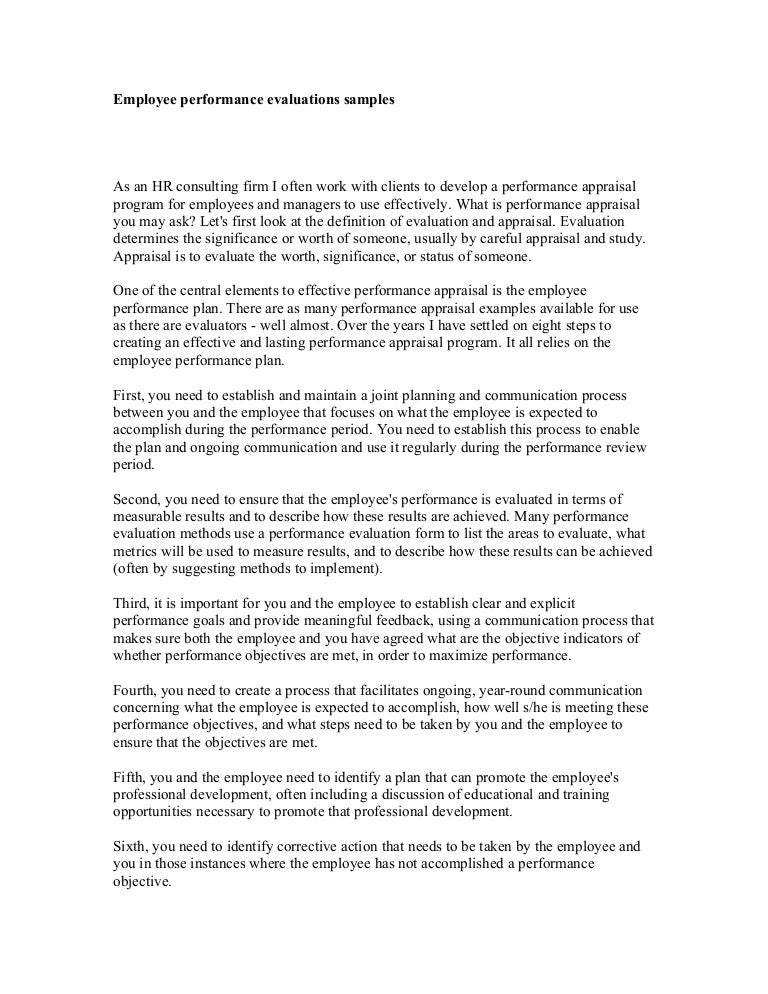 Writing a performance review for employee examples of