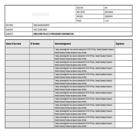 m12 Employee policy and procedure confirmation | DOC