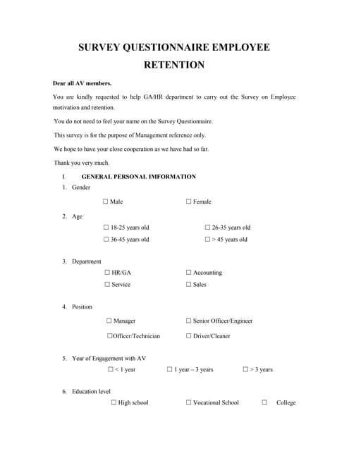 Questionnaire on Work Culture | DOC | Human Resources | Business