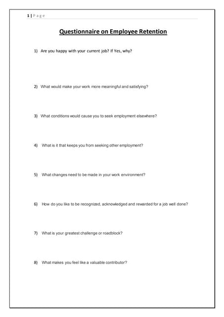 Questionnaire on Work Culture | PDF