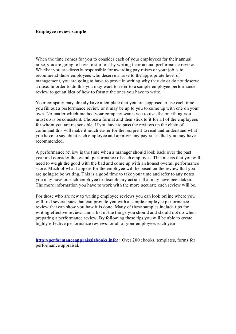 Employee Review Sample employee-review-sample