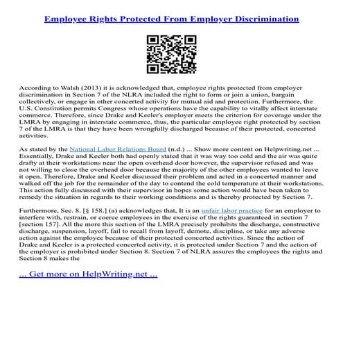 Employee Rights Protected From Employer Discrimination | PDF | Business ...