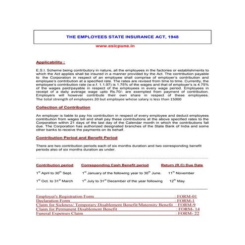 Employees state-insurance-act | PDF