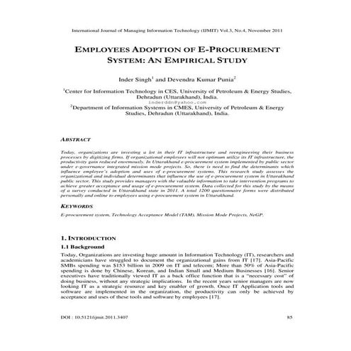 Employees Adoption of E-Procurement System: An Empirical Study | PDF