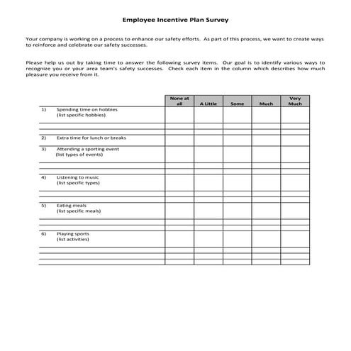Employee safety incentive plan survey | PDF