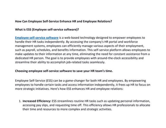 Understanding ESS Or Employee Self-Service | PPT
