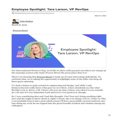 Employee Spotlight: Tara Larson, VP RevOps | PDF
