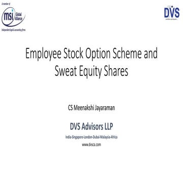 Employee Stock Option Scheme (ESOP) and Sweat Equity Shares | PPTX