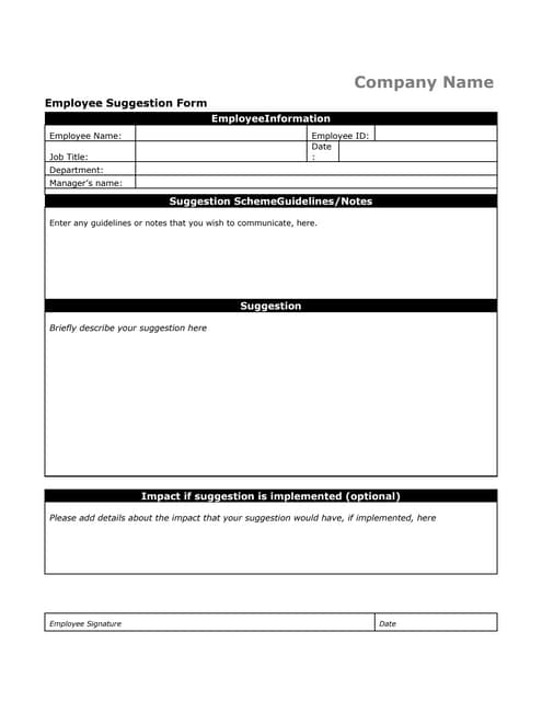 Employee suggestion template | PDF