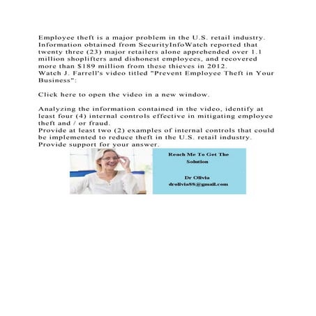 Employee theft is a major problem in the U.S. retail industry. Infor.docx