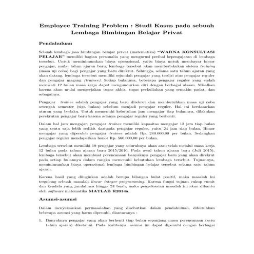 Employee Training Problem : Studi Kasus pada sebuah Lembaga Bimbingan ...